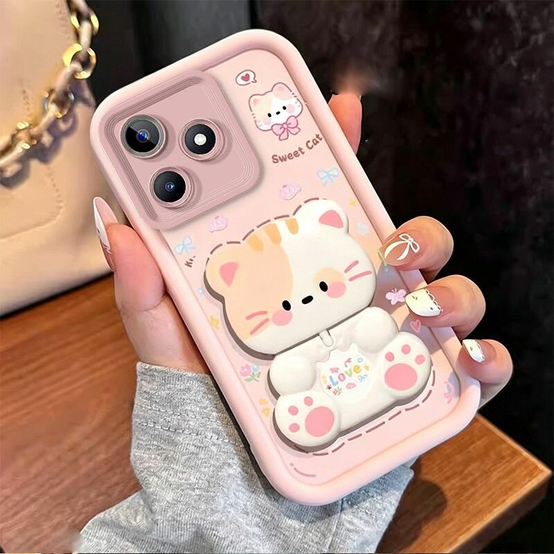 Чехол для Realme C63 realme C61 realme note 60 REALME NOTE 60X 4G с защитой камеры, с мультяшным кронштейном JTXMMZJ01