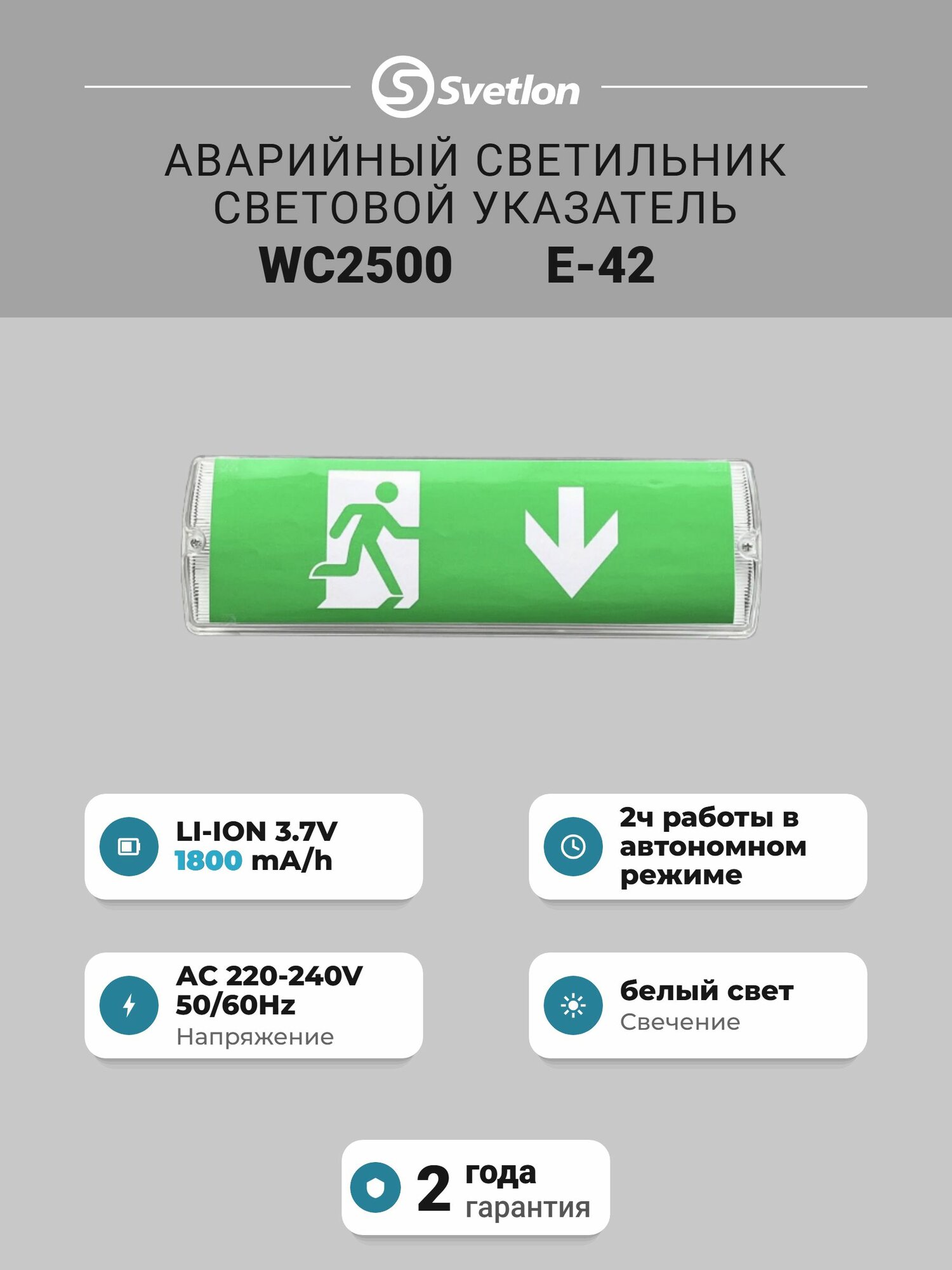 Световой указатель с аккумулятором WC2500 E-42