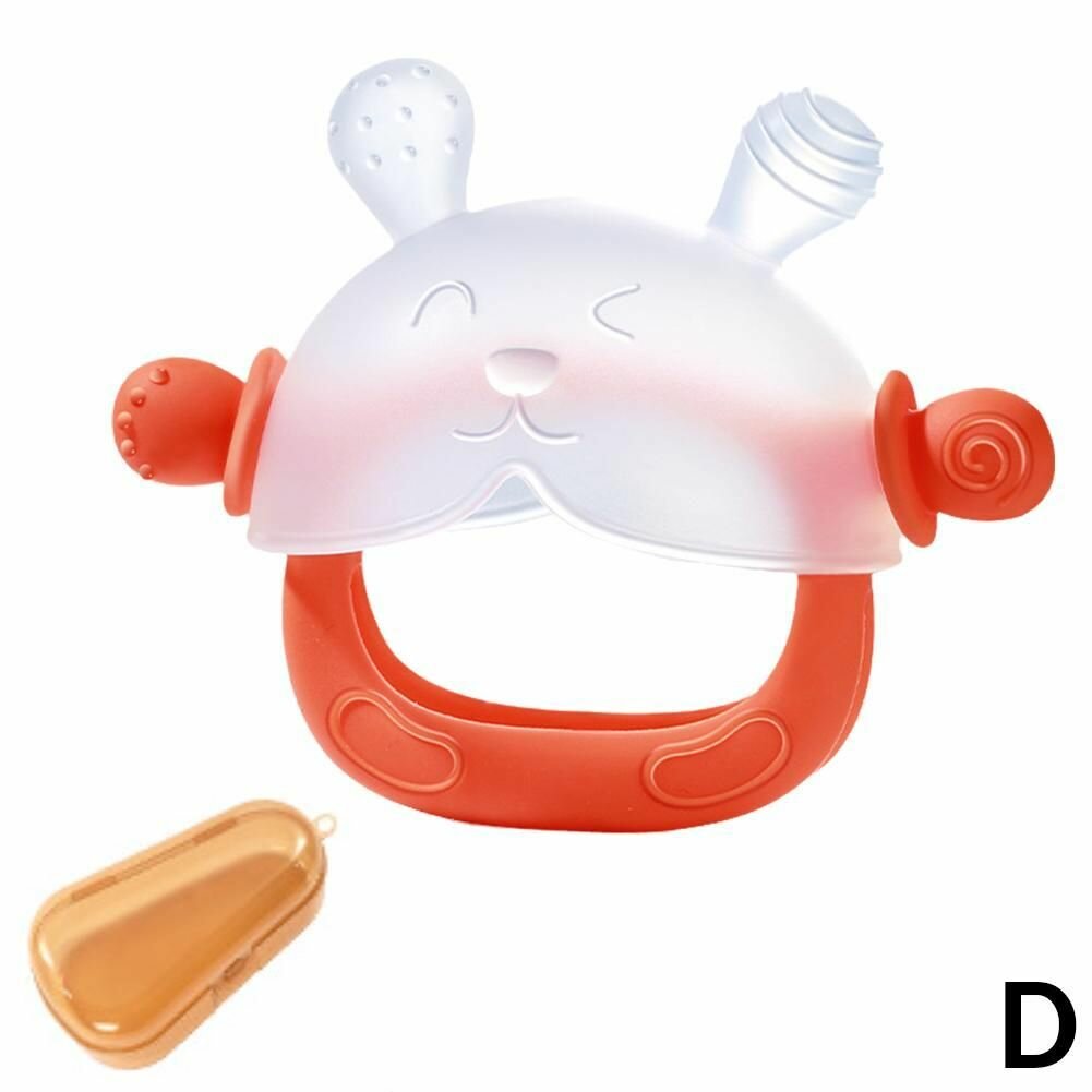 ROXY-KIDS Прорезыватель для зубов детский силиконовый, грызунок браслет, на руку, для новорожденных малышей 0+, CRABBY розовый
