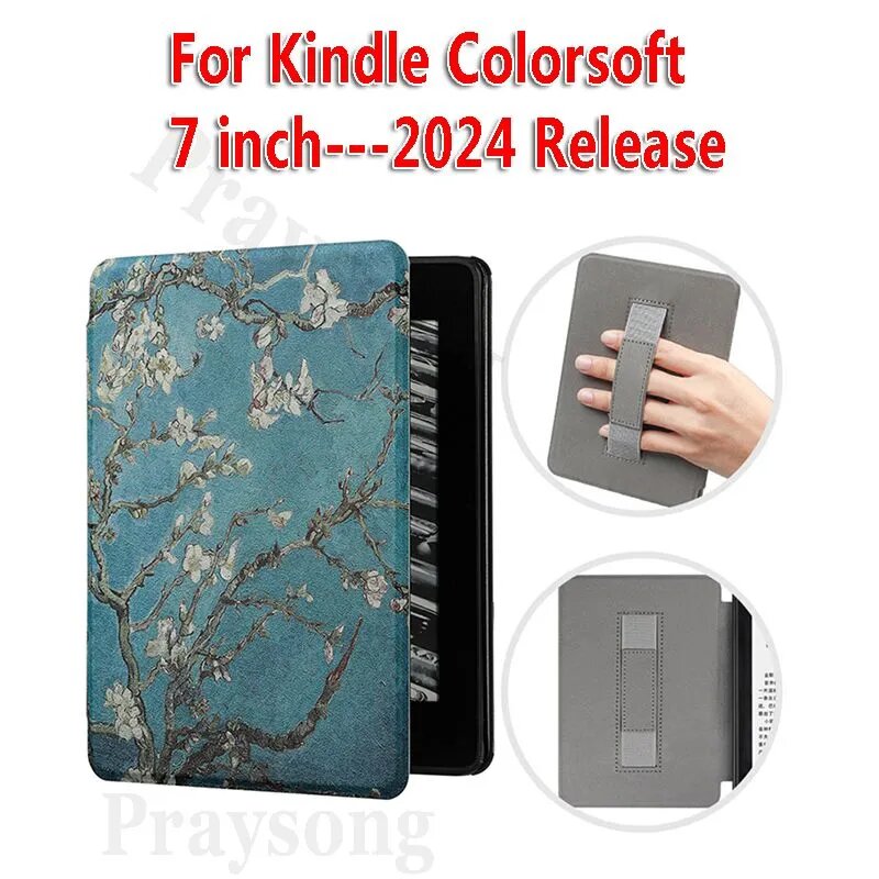 Флип-кейс для Kindle Colorsoft, 7-дюймовый смарт-кейс с браслетом, функция автоматического пробуждения для Kindle 12-го поколения 2024 года выпуска, Магнитная защита кожи, удобный помощник для чтения