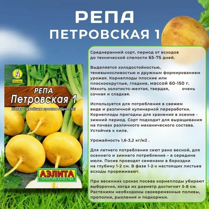 Семена Репа "Петровская 1" Агрофирма Аэлита семена репы репа Петровская 1