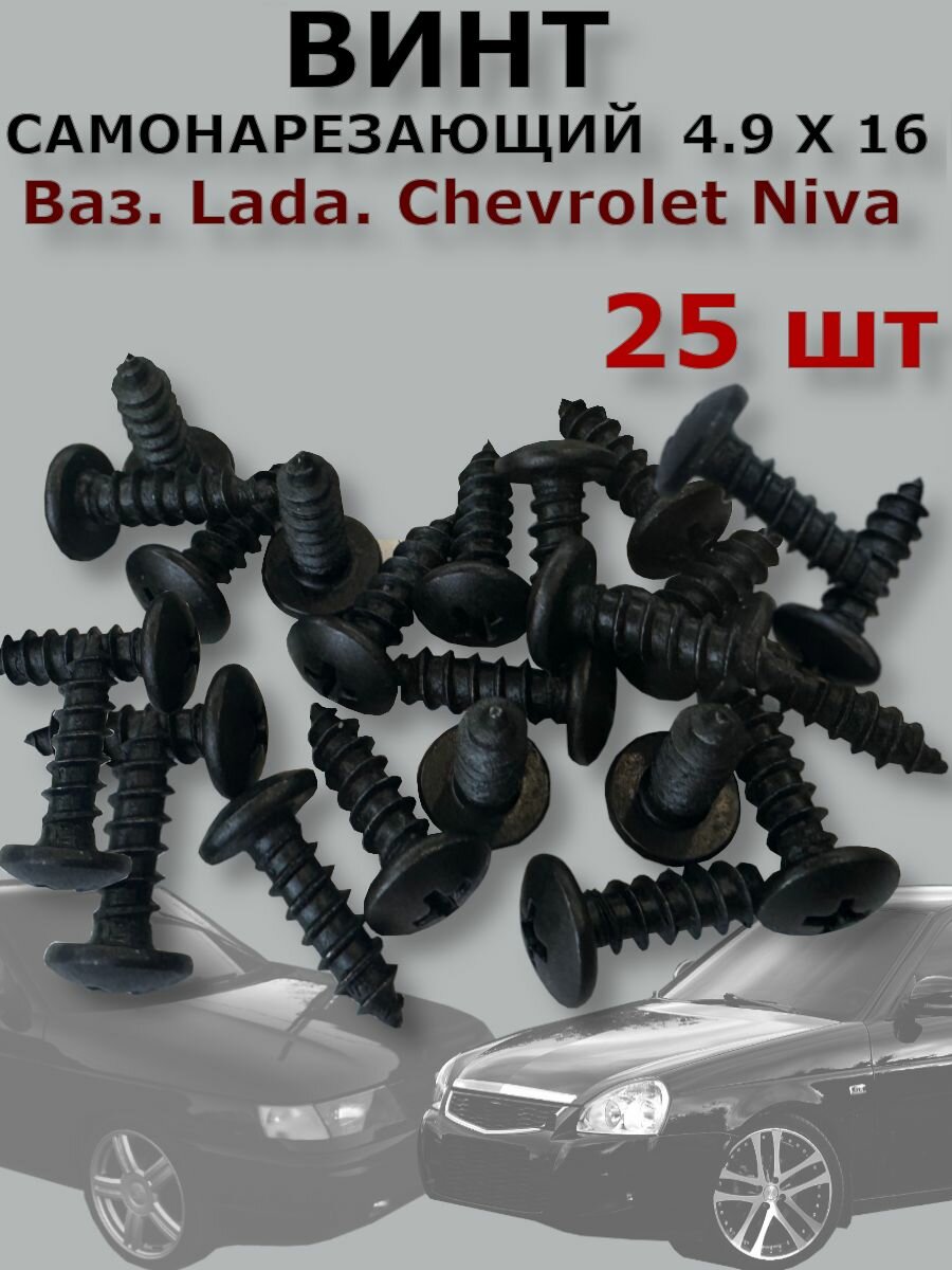 Саморез (винт самонарезающий) 4.9х16 Ваз Lada. панели. 25 шт. автомобильный