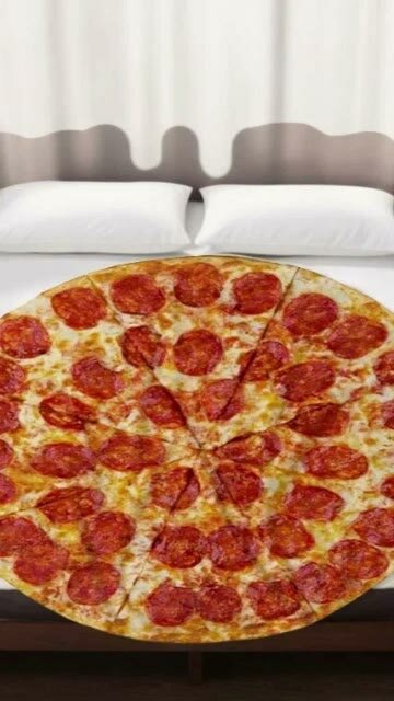 Плед теплое одеяло Fun Pizza Flatbread из фланели, с кантом, рисунок еда, для взрослых и детей — фото 1