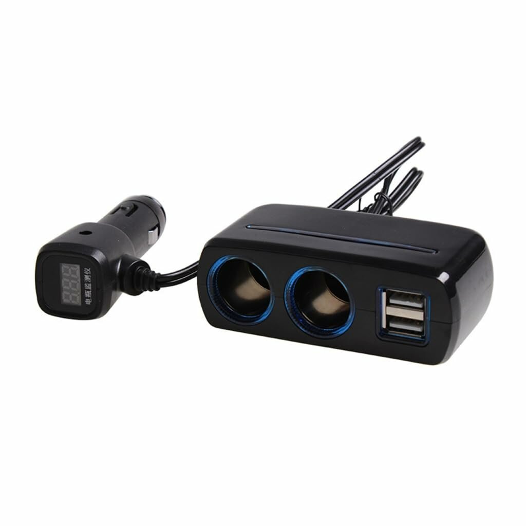 Автомобильное зарядное устройство для нескольких устройств с двумя USB-розетками, от 1 до 2 автомобильных розеток