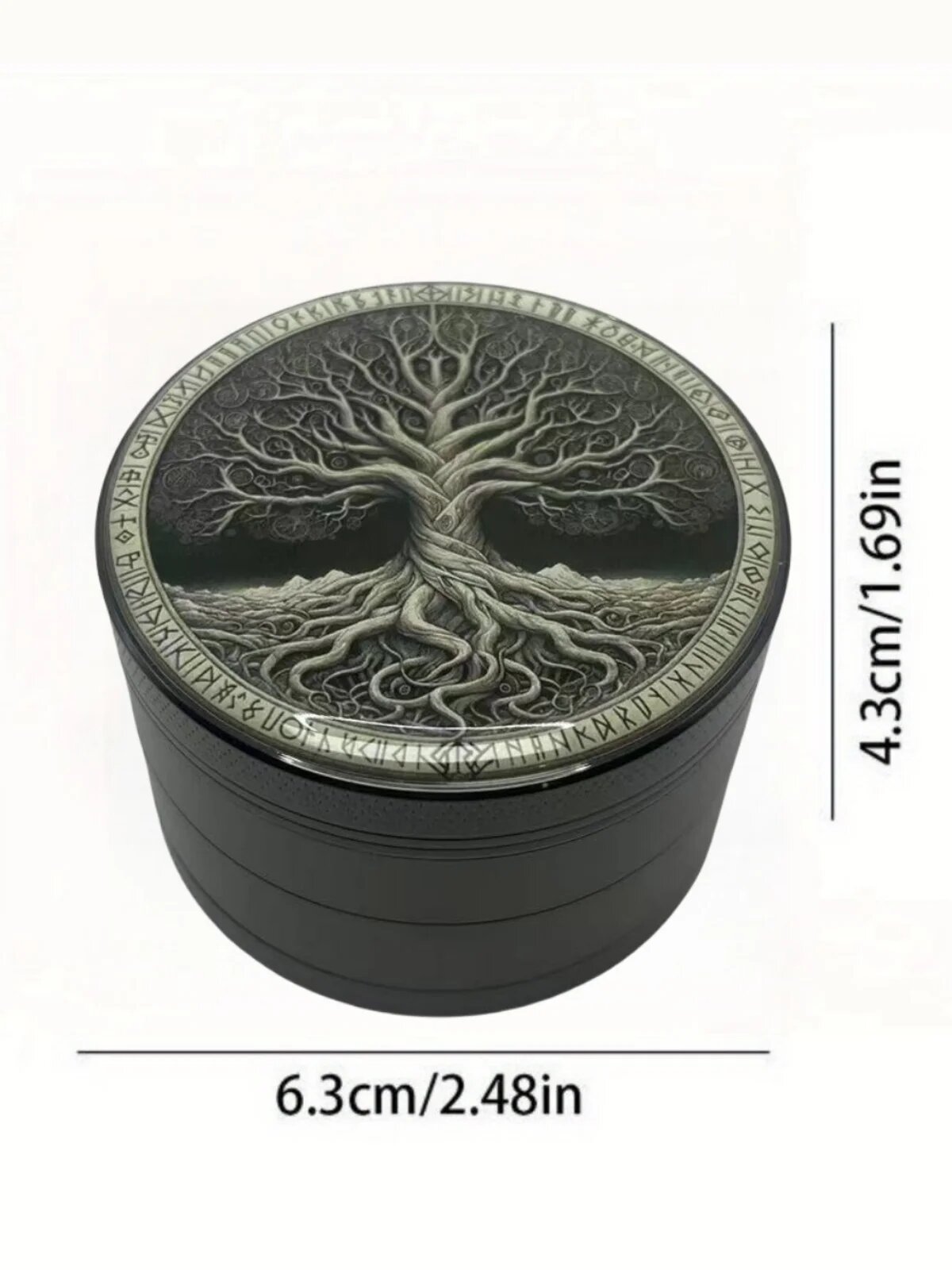 Металлическая мельница для трав 50/63 мм 4-слойная Черный, 63mm-Gun Grey