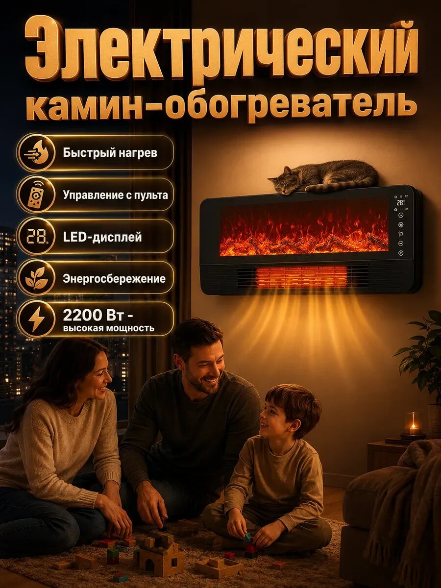 Камин электрический с обогревом
