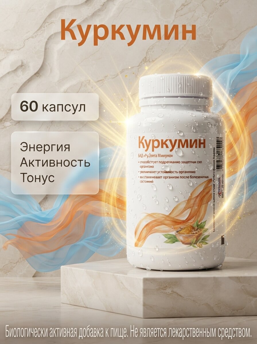БАД Русвита Иммуно. Куркумин: Антиоксидантная поддержка иммунитета и тонуса