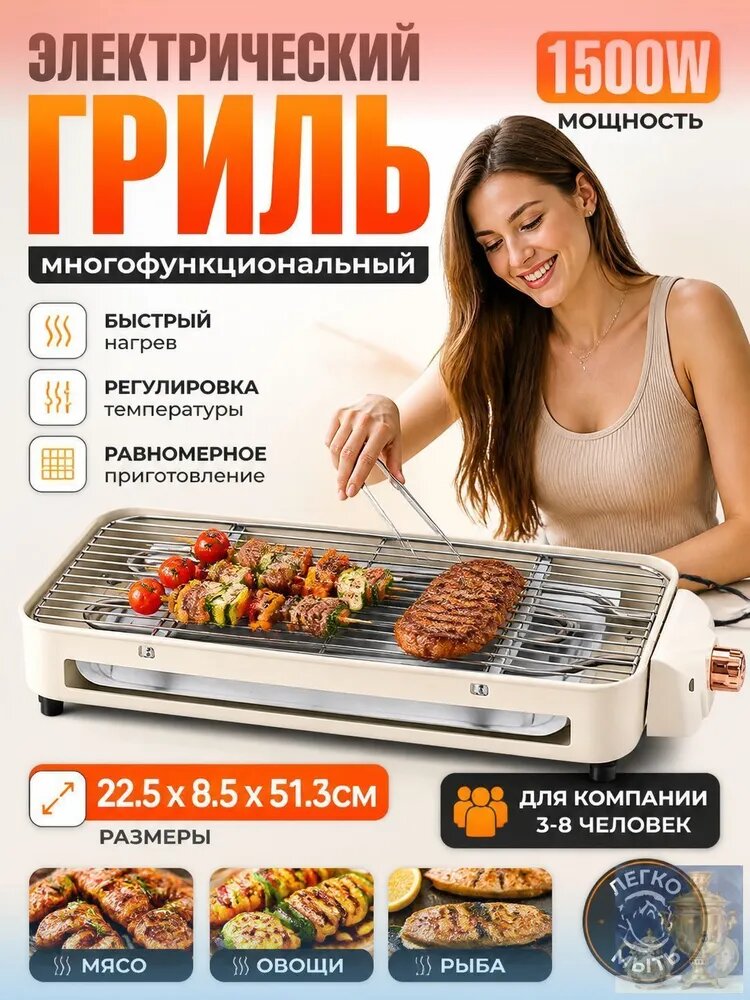 Электрический гриль-шашлычница для дома, бездымный настольный гриль с регулировкой температуры, для шашлыка и барбекю