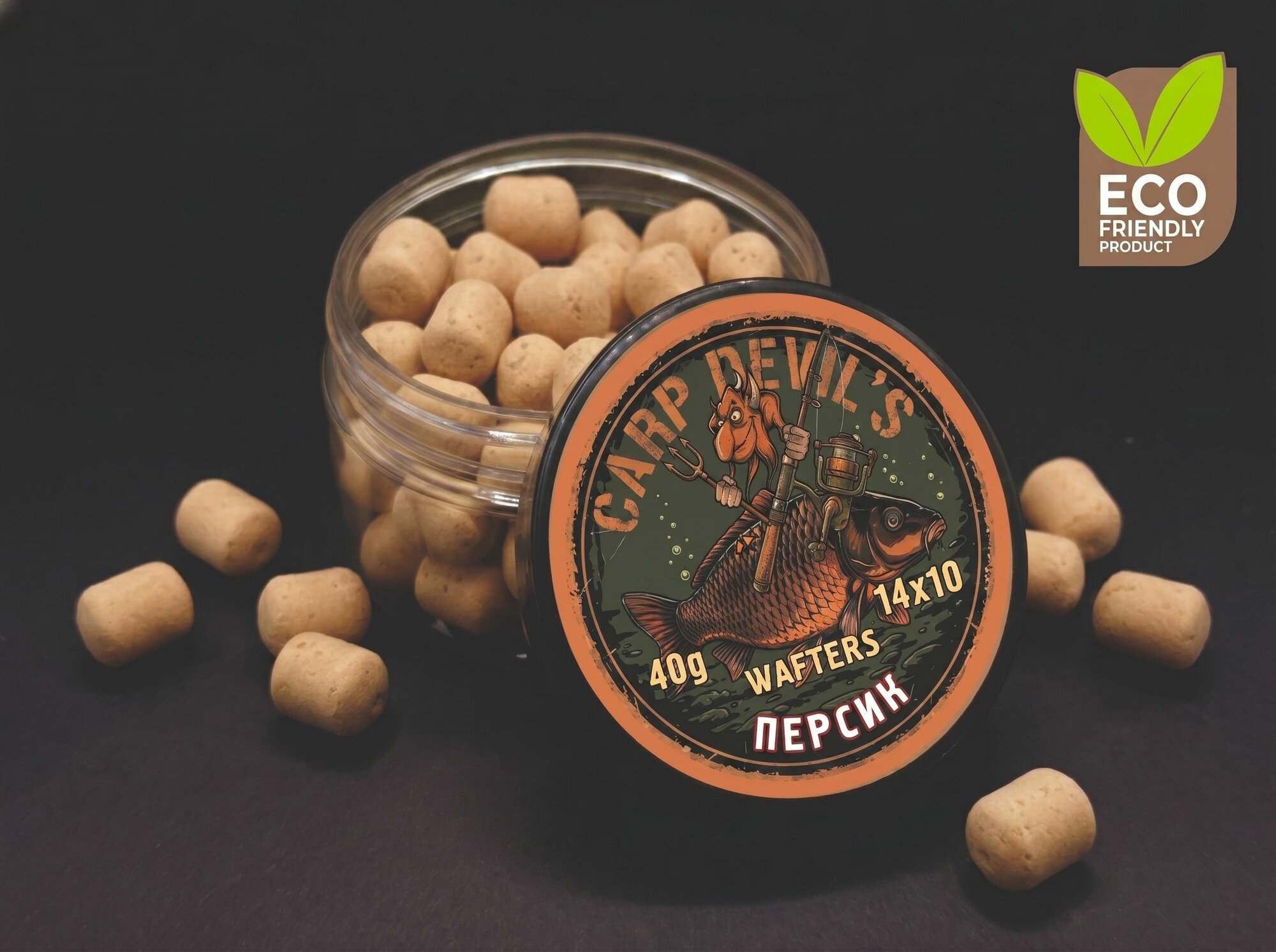 Бойлы CARP DEVIL'S Wafters 14х10мм персик 40гр (бойлы нейтральной плавучести)