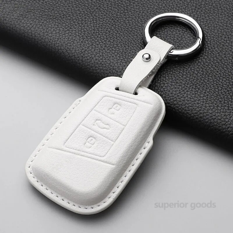 Чехол брелка автосигнализации из натуральной кожи, Белый, кремовый, 1 шт.