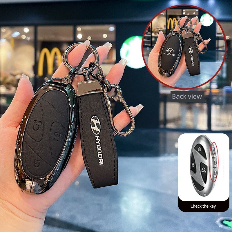 Металлический ключ с 6 кнопками для Hyundai Tucson, графитово-черный оттенок, премиальный металлический аксессуар для