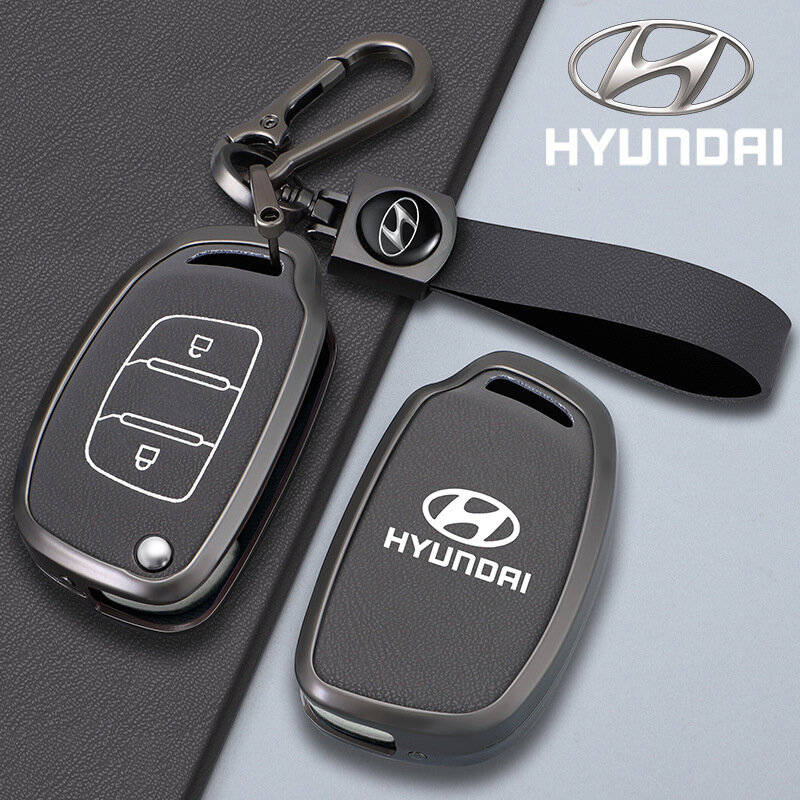 Совместимый металлический складной чехол для ключей на Hyundai Elantra, Accent, Yueda 2 кнопки, цвет Ледяной Кристалл
