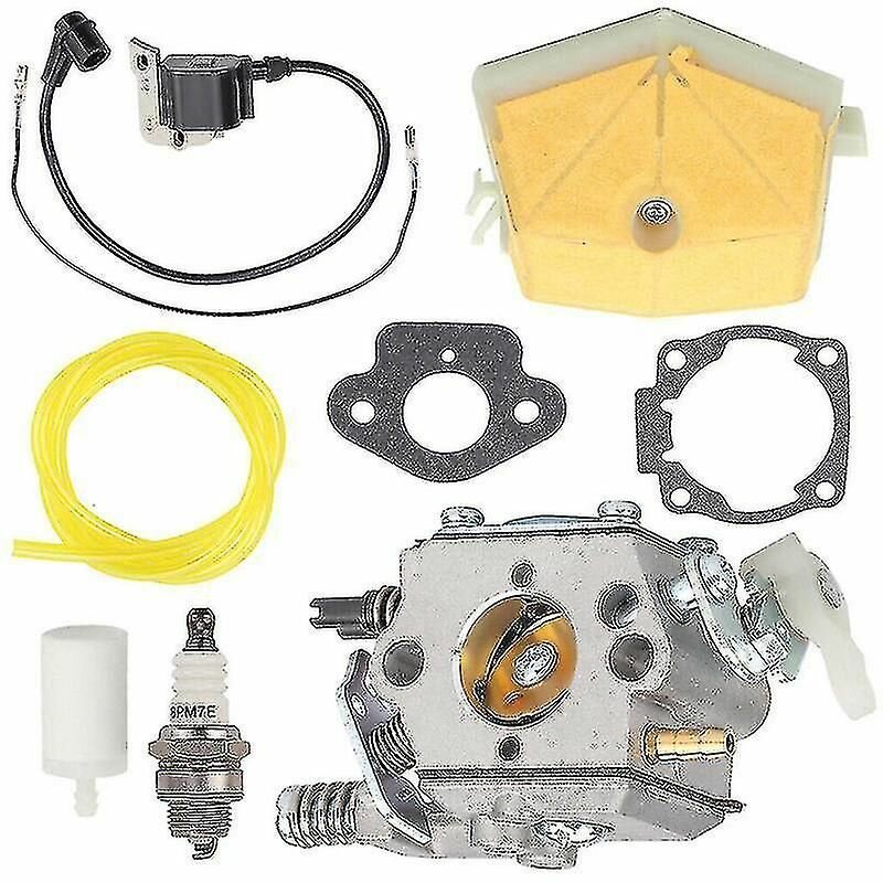 Комплект карбюратора для бензопил Husqvarna 50 51 55 61 254 257 Walbro WT170 с фильтром, свечой и топливным шлангом