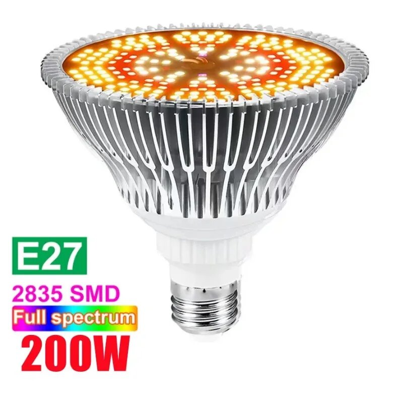 Светодиодная фитолампа WZQQT 200 Вт, полный спектр, E27/E14 E27 200W-(100-240V)