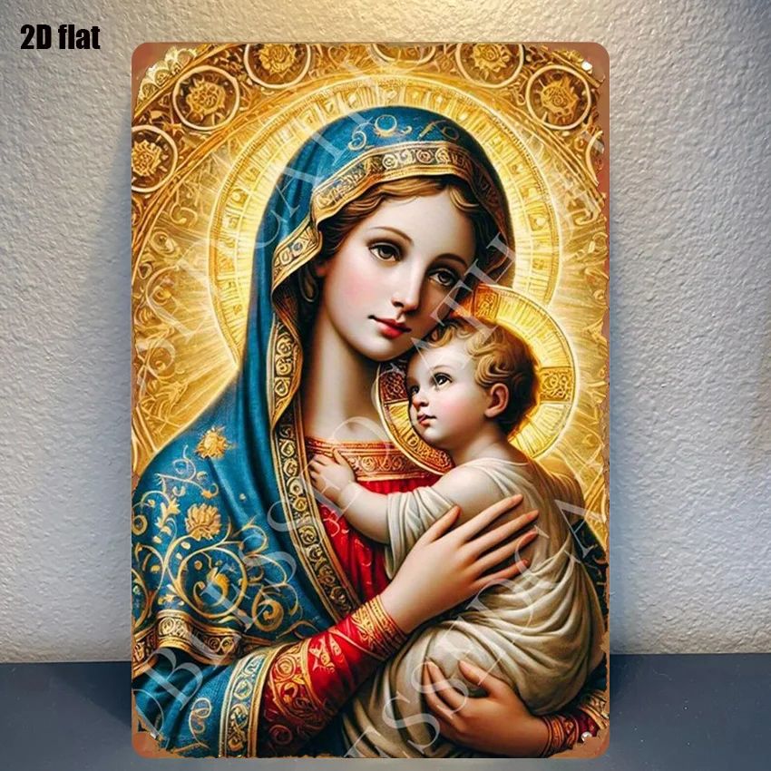Металлическая настенная табличка с изображением Девы Марии, 8x12 дюймов, католический религиозный знак для украшения дома, подарок для церкви или часовни.