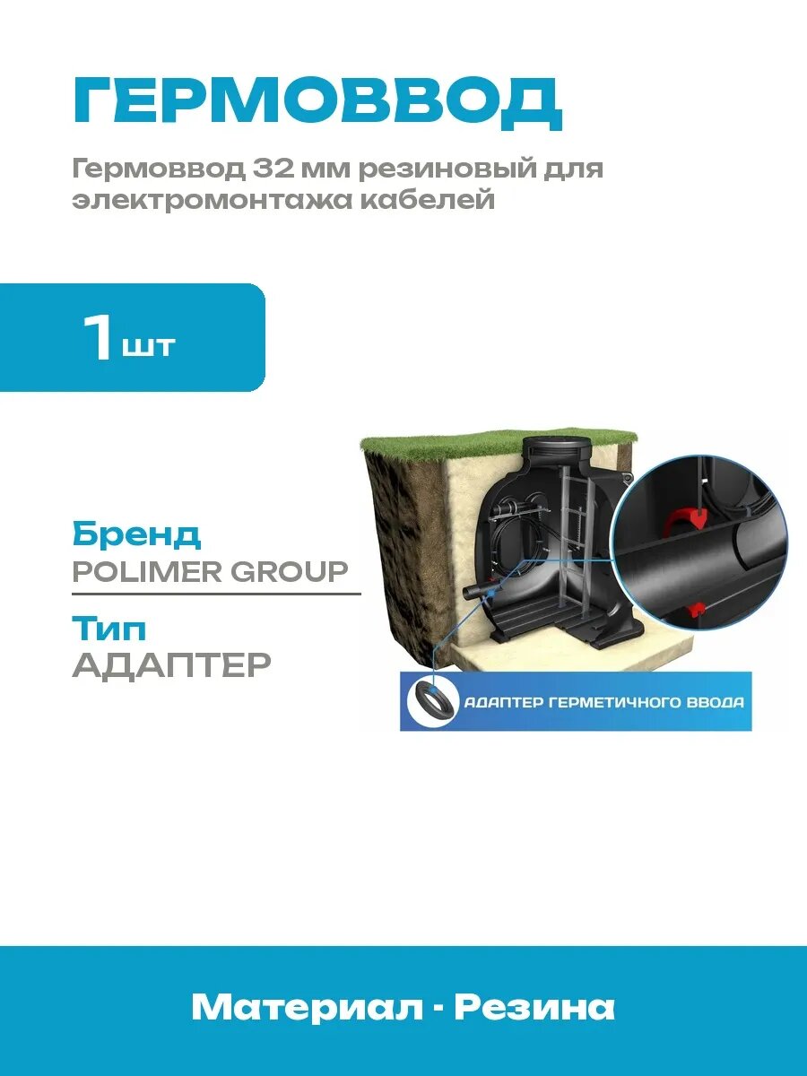 Адаптер герметичного ввода 32 мм резиновый для кабеля