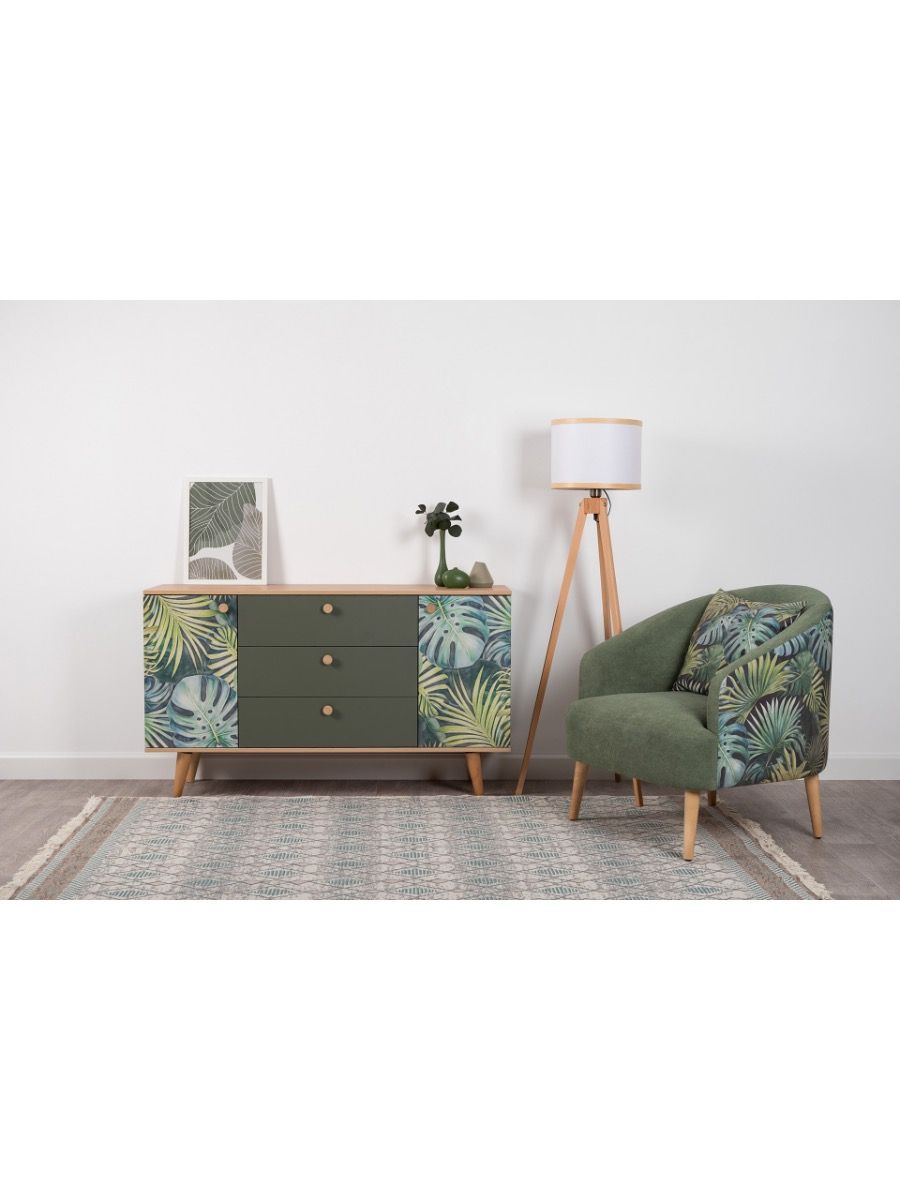 ChairCharm Маттиас Комод 16.245 Дымчатый Зеленый/Гикори Рокфорд Натуральный/Фотопечать