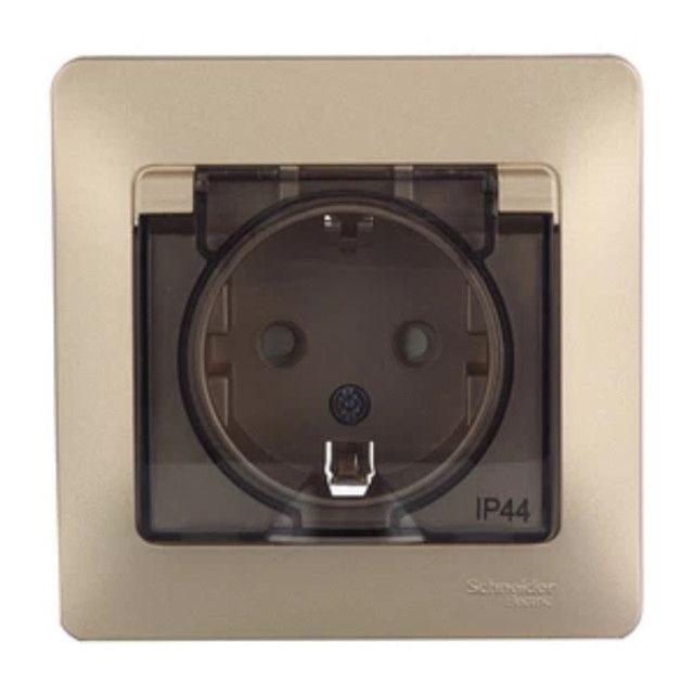 Розетка 1 пост Systeme Electric Glossa GSL000448, IP44 с/з с/к с/ш, титан