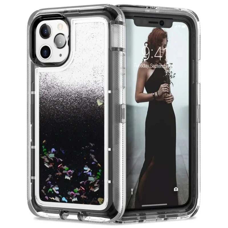 Противоударный чехол с жидким глиттером и 3D-блестками для Черный, iPhone 7 Plus 8 Plus, Black