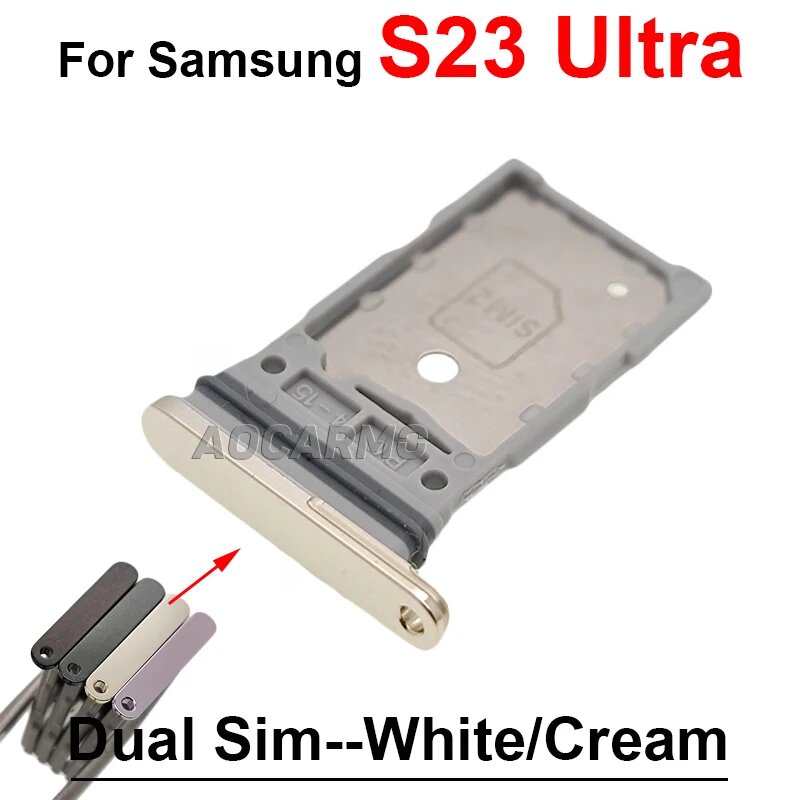Одинарная и двойная Sim-карта для Samsung Galaxy S23 Plus S23 + S23Ultra Sim лоток держатель Гнездо Слот Ремонт Запасные части