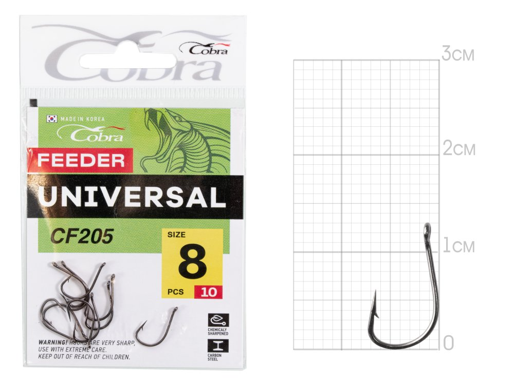 Крючки Cobra FEEDER SPORT сер. CF205 разм.008 (уп.10шт).