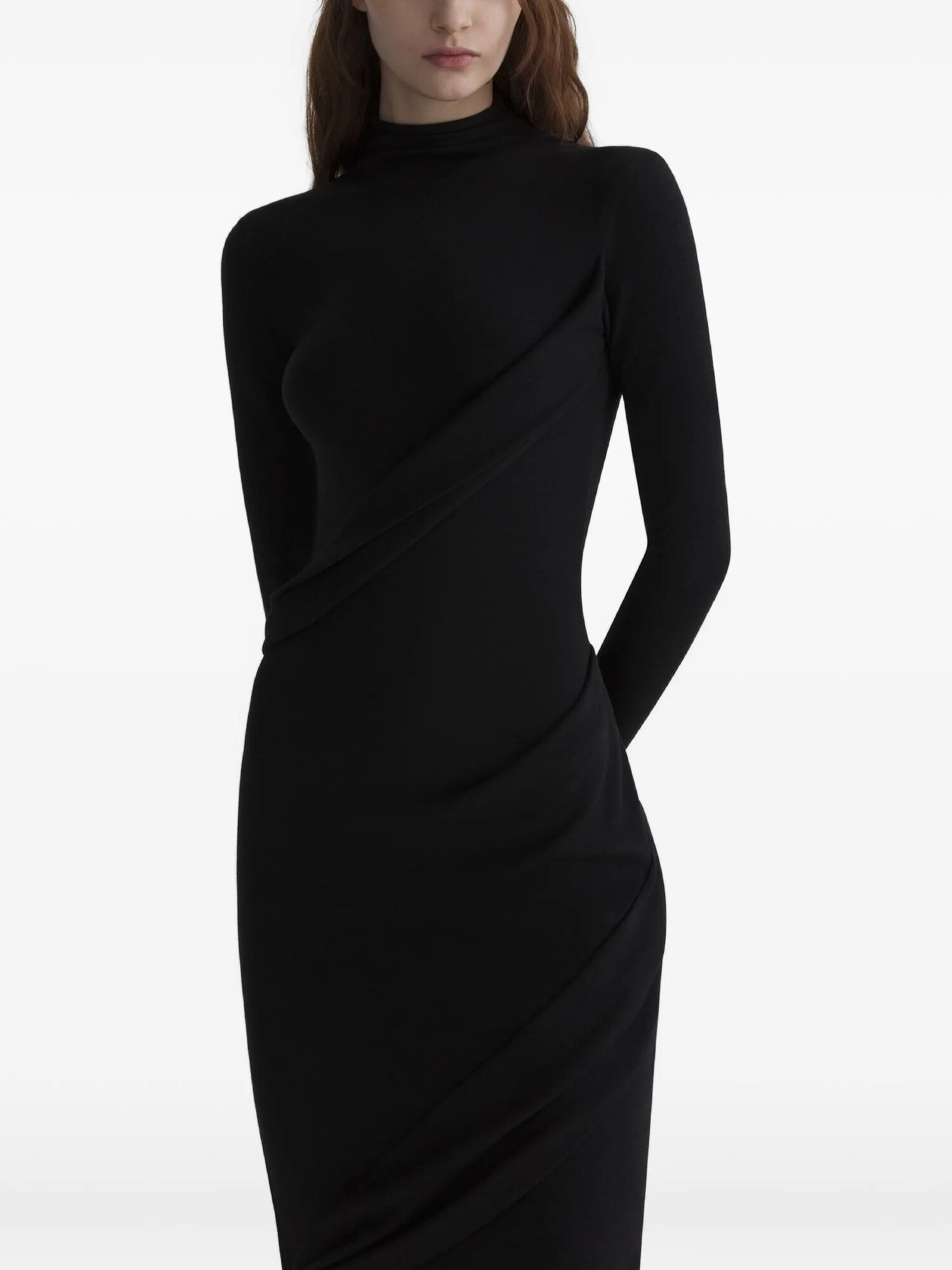 Платье Midi draped turtleneck dress