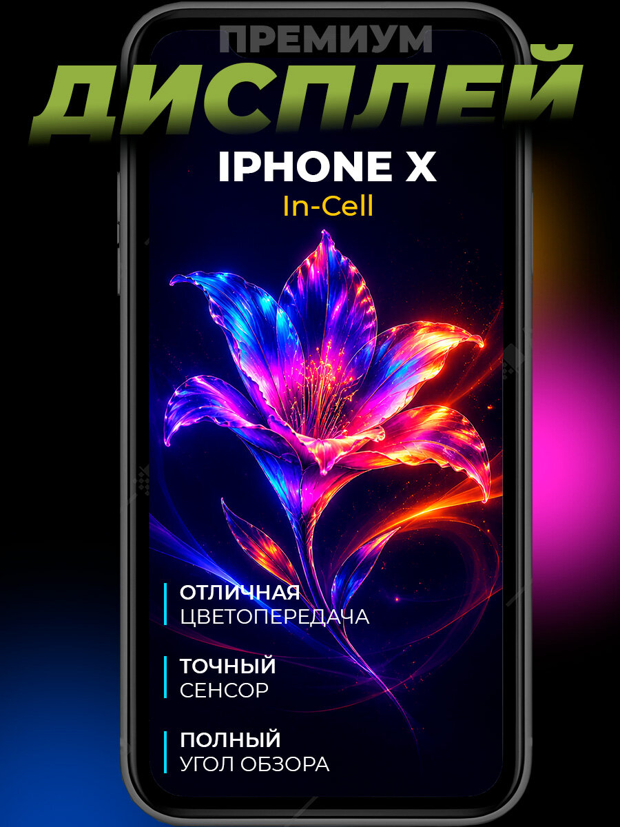 Дисплей для iPhone X в сборе с тачскрином, чёрный (In-Сell)