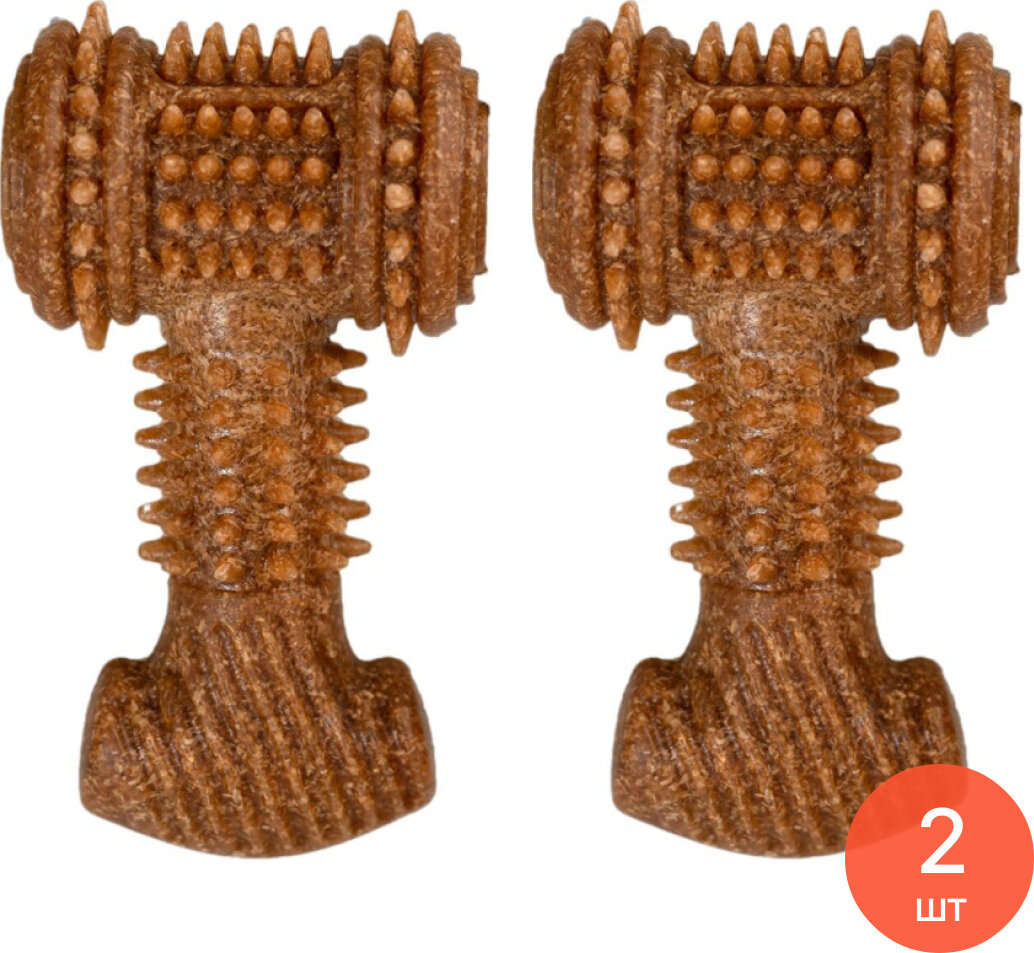 Игрушка для собак Indigo / Индиго Молоток с древесным волокном, размером 10.5х6х3.5см / зоотовары для животных (комплект из 2 шт)