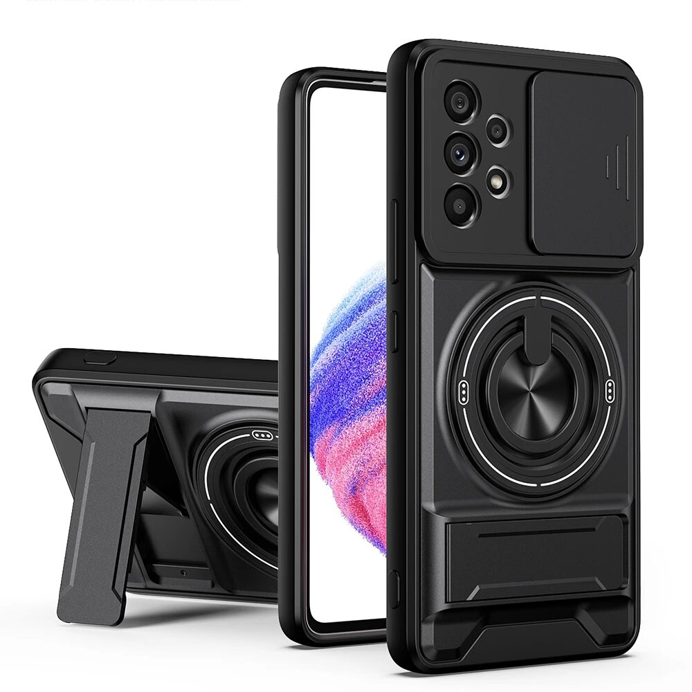 Черный чехол KEYSION для Samsung Galaxy A73 5G с кольцом и подставкой