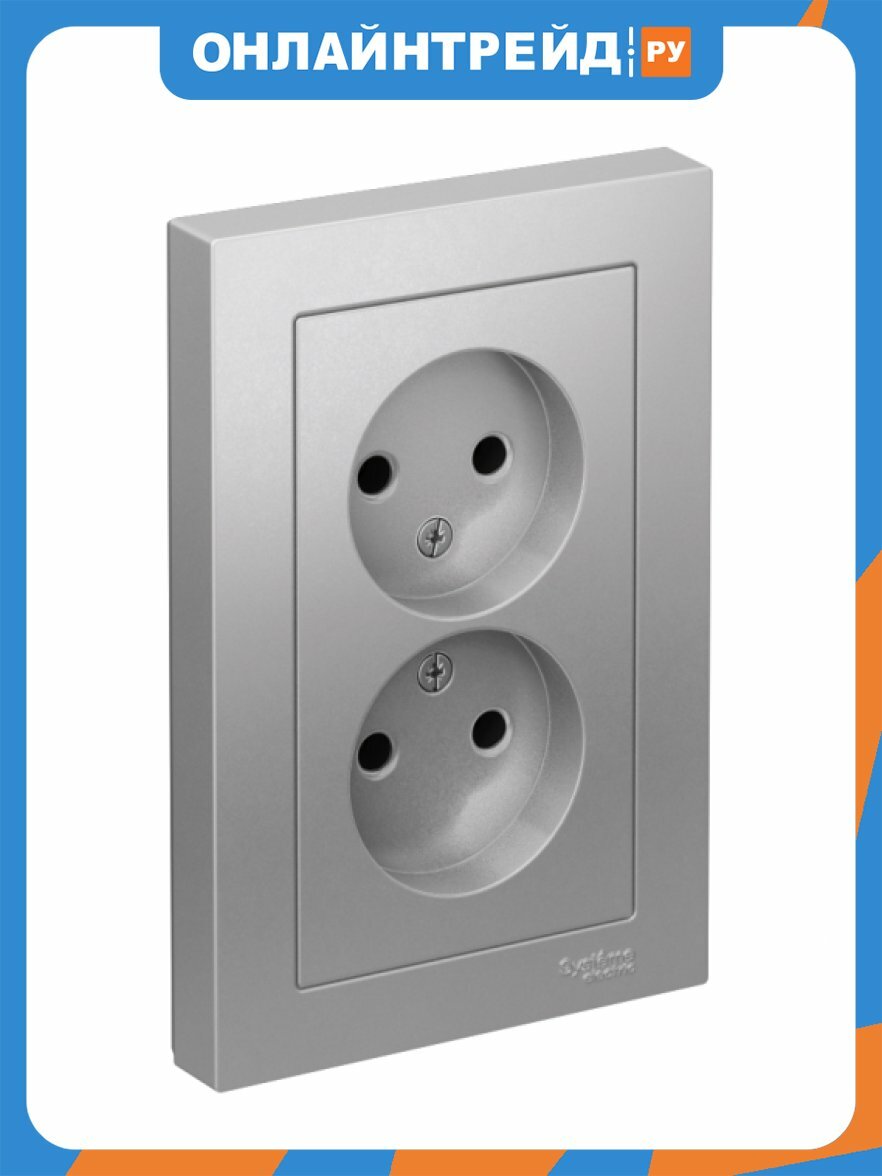 Розетка Systeme Electric (schneider Electric) SCHNEIDER ELECTRIC ATLASDESIGN 16А, в сборе, алюминий ATN000320
