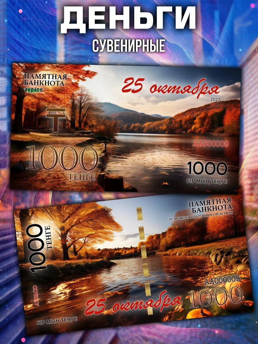 Деньги сувенирные, памятная банкнота 1000 тенге