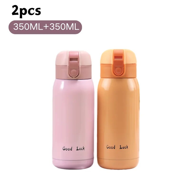 Мини-термос из нержавеющей стали 200/350 мл Розовый, PinkOrange2pcs350ml