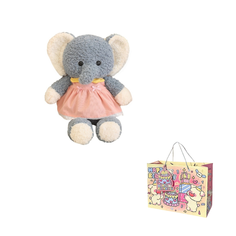Подарочные пакеты унисекс KUKADI "Бегущий кролик и слон", 50 см, Pink Skirt Running Elephant