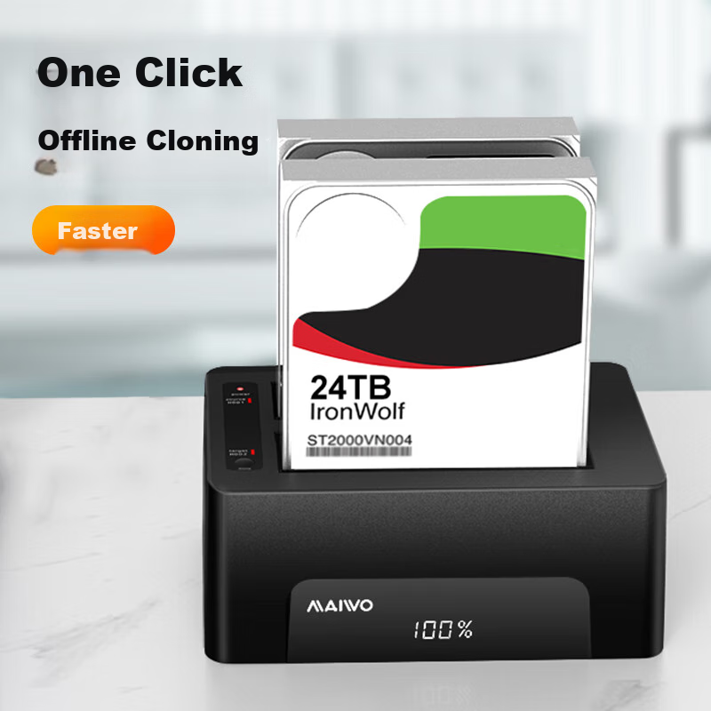 MAIWO Двойная коробка для жестких дисков 2,5/3,5 дюйма с USB3.0 и цифровым дисплеем прогресса копирования Цвет：Двойной