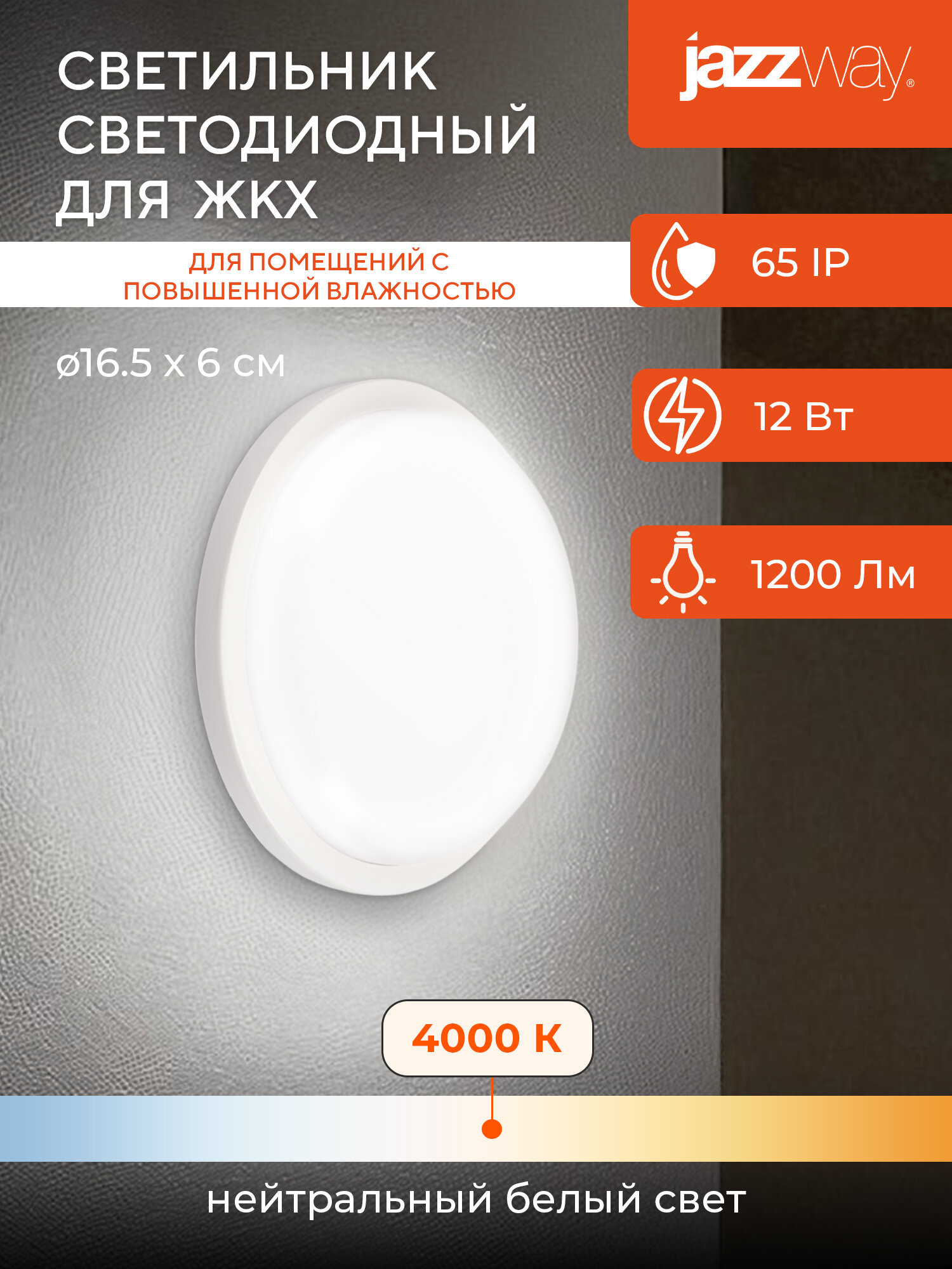 Светильник светодиодный для ЖКХ 12W DC12-48V/AC12-48V 4000K IP65