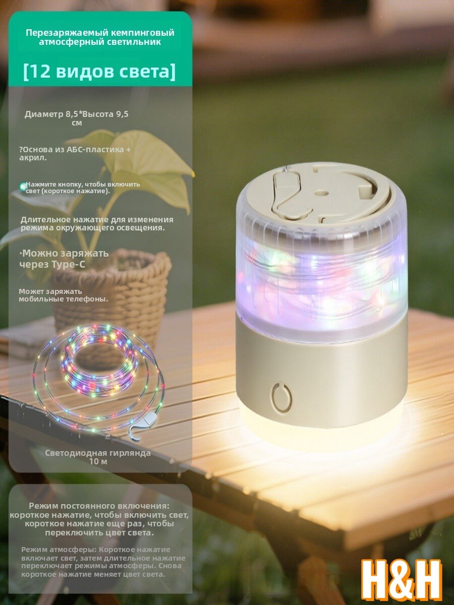 Кемпинговый фонарь "Camping Light String", светодиоды, IPX-6, USB