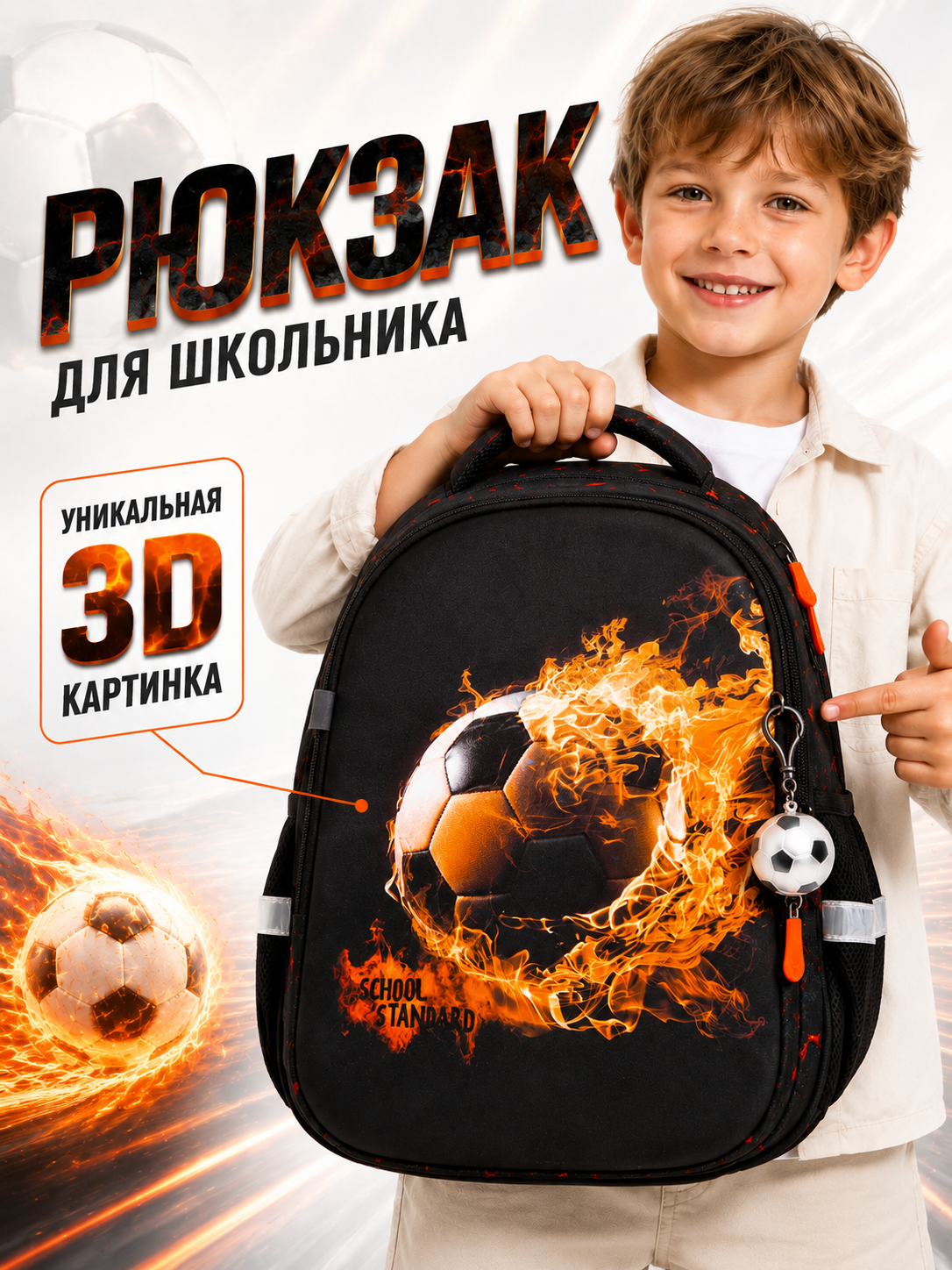 Рюкзак школьный для мальчика 1-4 класс 17 л + брелок School Standard(Скул Стандарт)