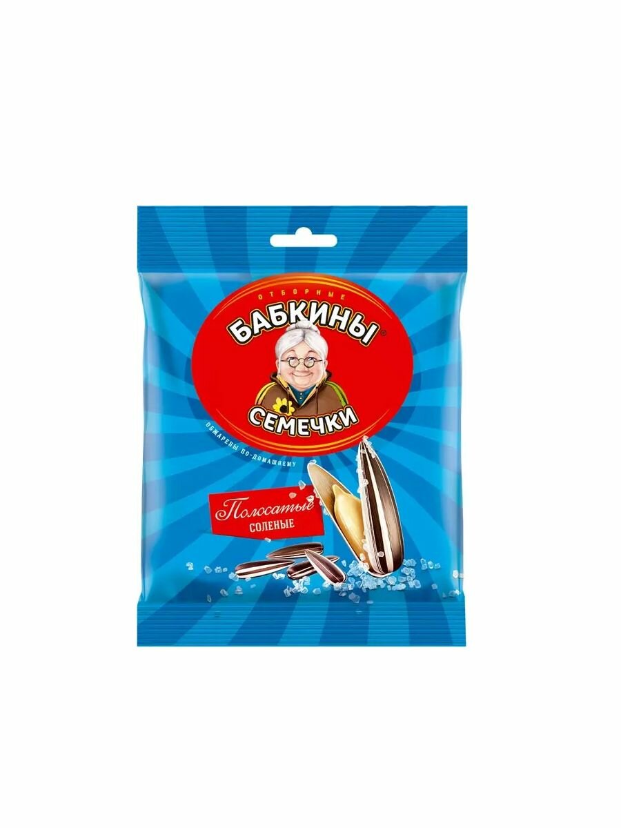 Бабкины семечки Семечки полосатые, соленые, 90 гр