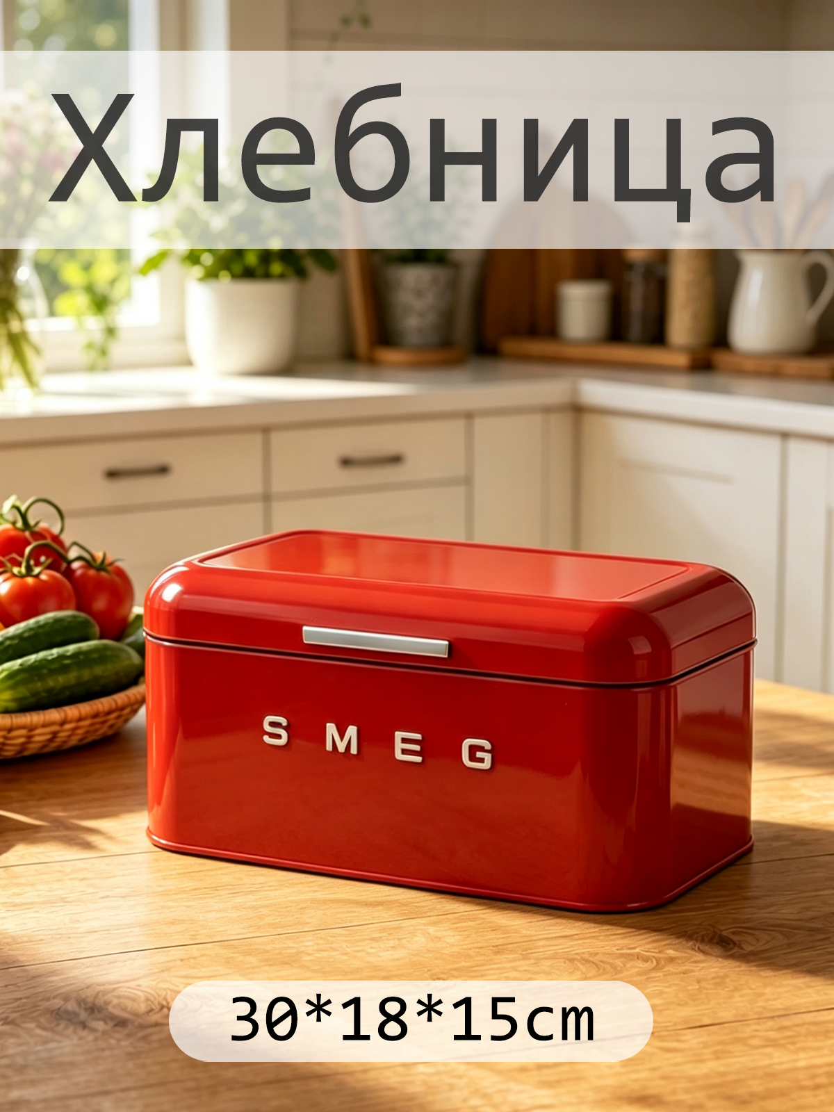 Хлебница Sme.g с крышкой, контейнер для хранения, 30 x 18 x 15 см