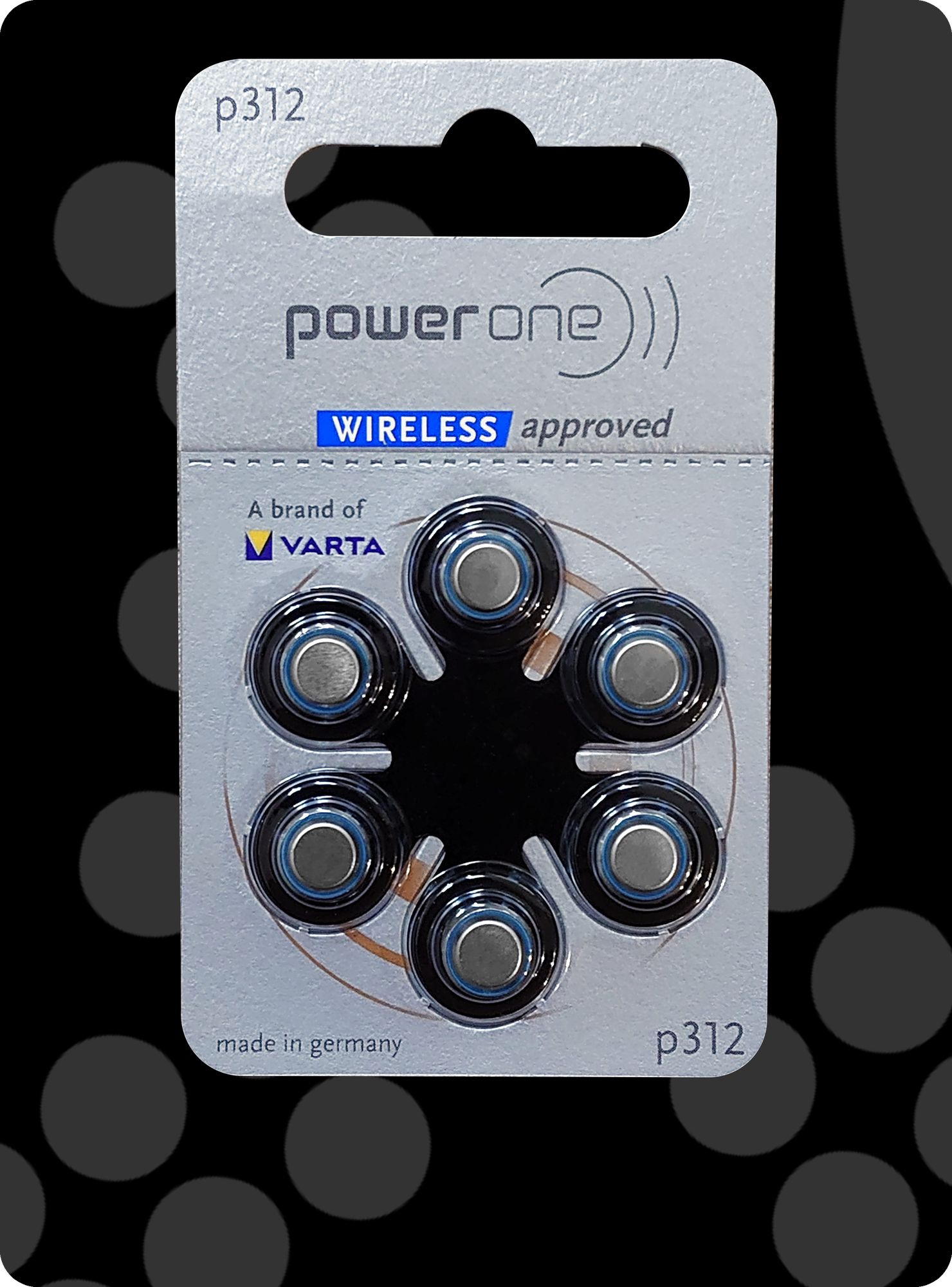 Power One 312 Коричневый (PR41) | Wireless Approved, 1.45 В, Воздушно-цинковые батарейки для слуховых аппаратов - 6шт