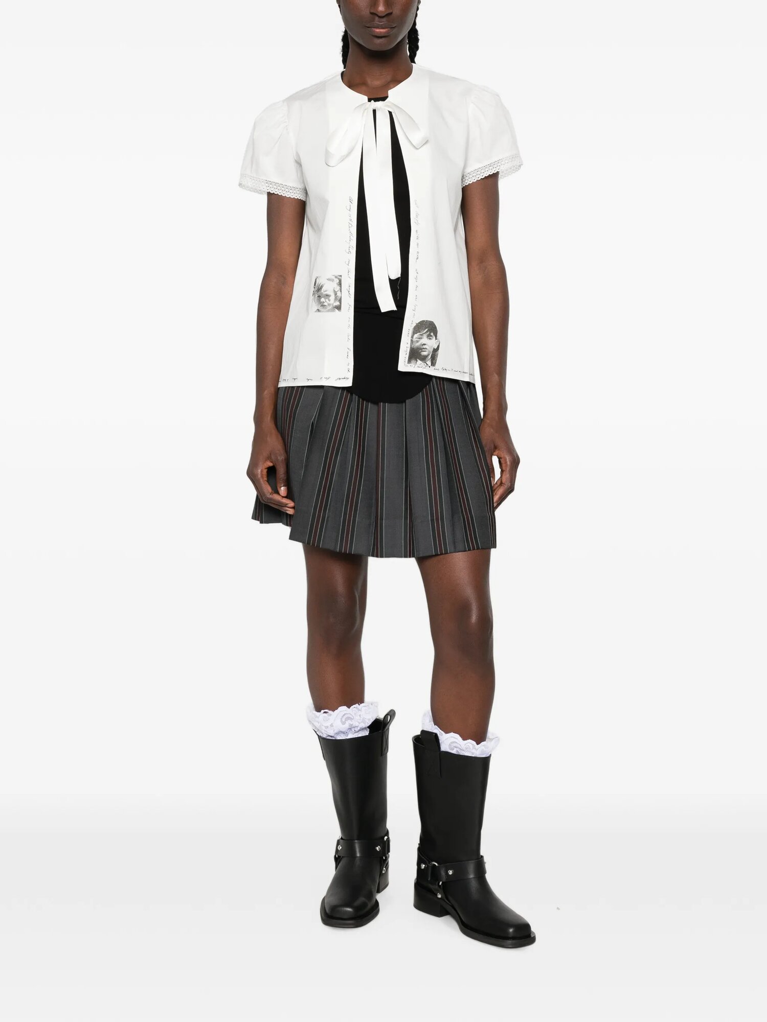 Юбка ENFANTS RICHES DEPRIMES Striped mini pleated skirt, размер 36 — фото 1