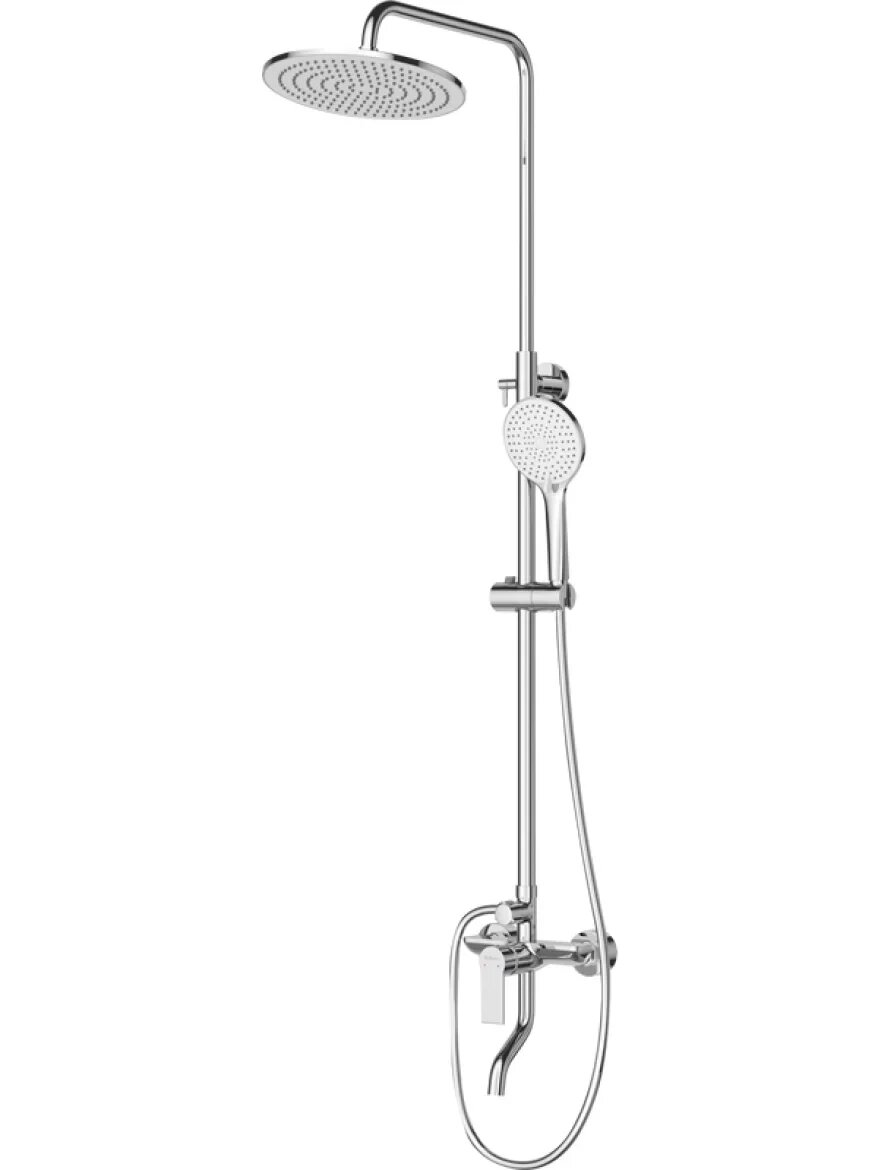 Душевая стойка BelBagno Aurora VSCM-CRM, AURORA-VSCM-CRM, Латунь, глянцевая, хром, рычажное, 150×30×153.5 см