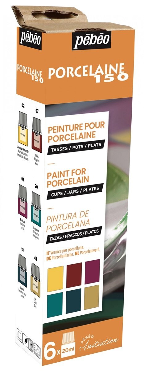 Набор красок по фарфору и керамике Pebeo Porcelaine 150, "Открытие" под обжиг, 6 цветов, 20 мл, №2