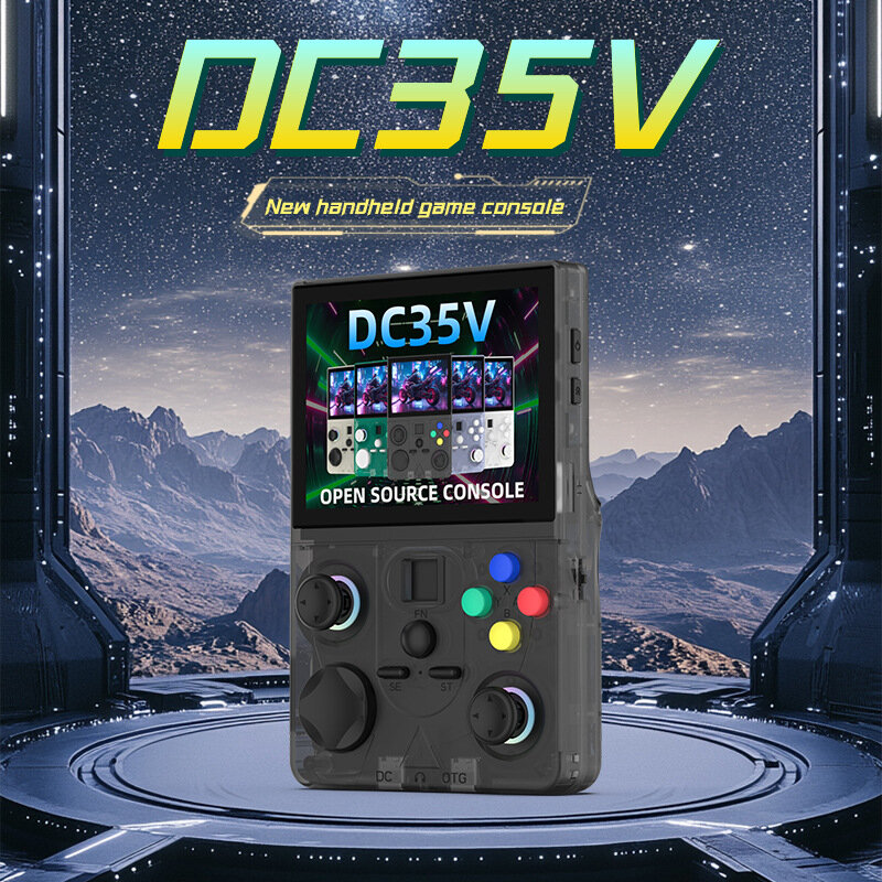 R36S Улучшенная версия DC35V с WiFi, открытым исходным кодом, ретро-портативная игровая консоль 128GB Винтажный серый