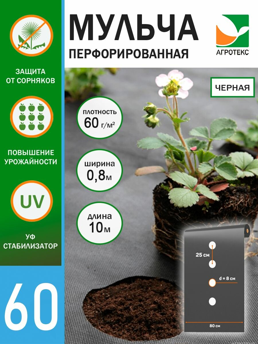 Перфорированный черный спанбонд с отверстиями от сорняков