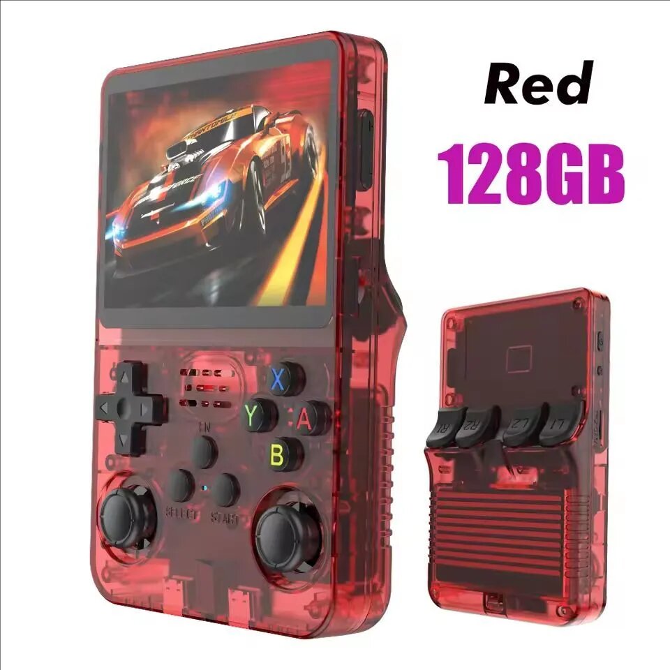 Портативная игровая консоль R36S, 3,5-дюймовый IPS-экран, 128 ГБ, классические игровые консоли в стиле ретро, система Arkos, портативный карманный видеоигровой плеер