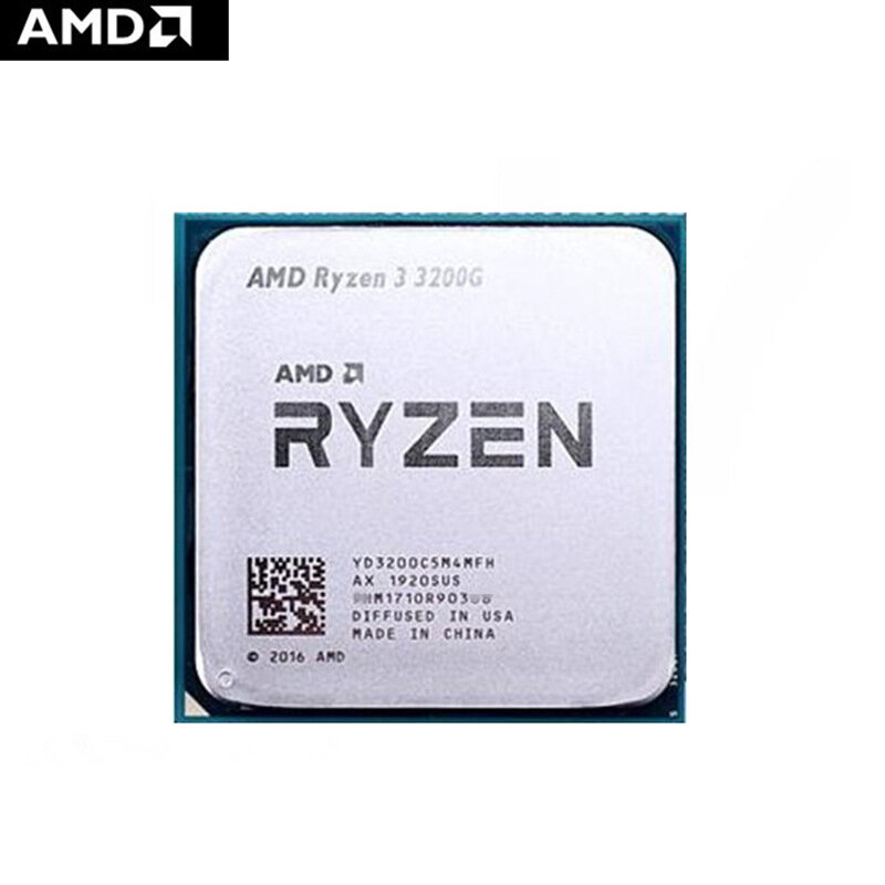 Процессор AMD Ryzen 3 3200G, 4-ядерный, 4.0 ГГц, AM4, для настольных компьютеров, с интегрированной графикой, без корпуса.