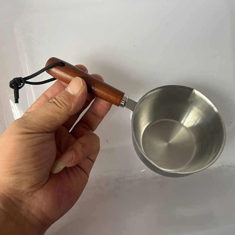 Набор мини-соусника и ложки из нержавеющей стали, 300 мл (10.14 oz), с антибрызговым экраном, термостойкой ручкой, антиожоговый, Стиль 1