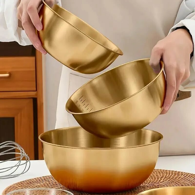 Салатник 3 шт золотой