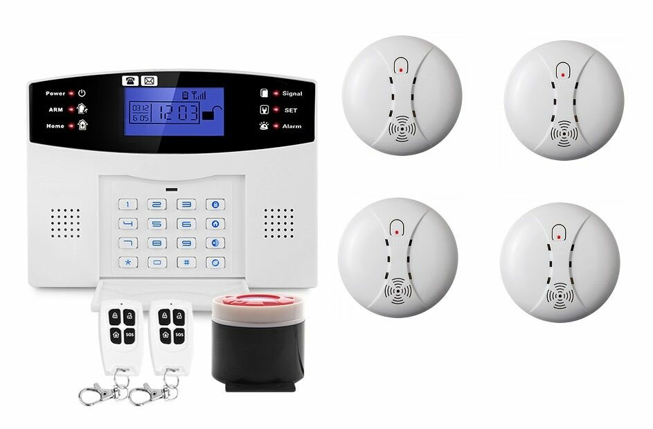 GSM/WiFi-сигнализация Страж А30-Д4(Tuya Smart/Smart Life) с 4 датчиками дыма